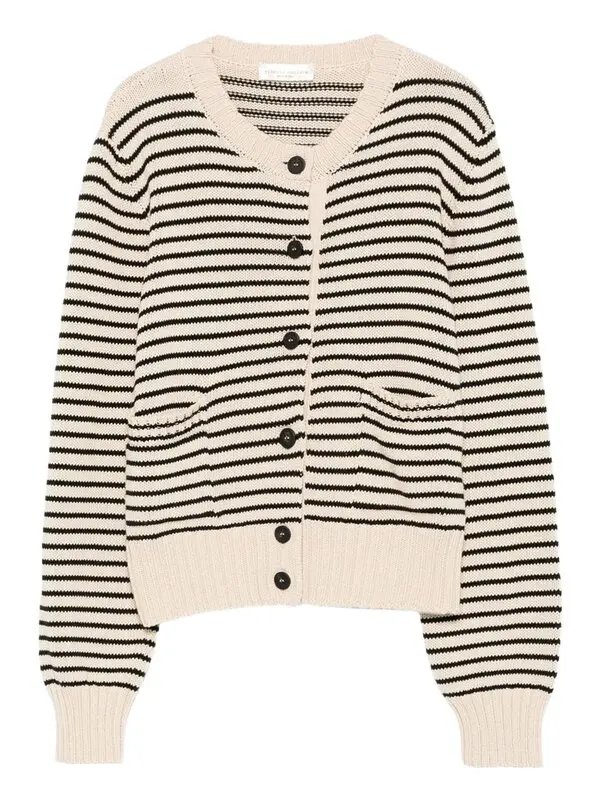 ROBERTO COLLINA Striped Cotton Cardigan - Marble/black