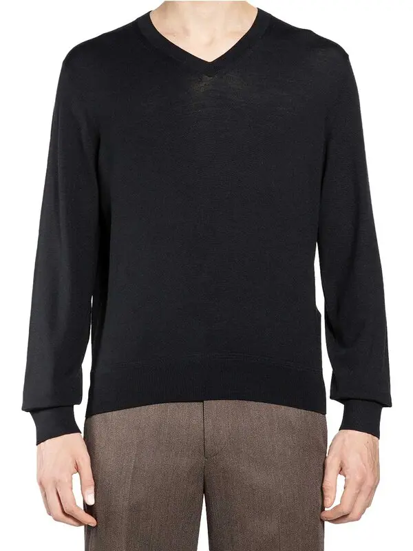 TOM FORD Long-sleeve V-neck Top - Black