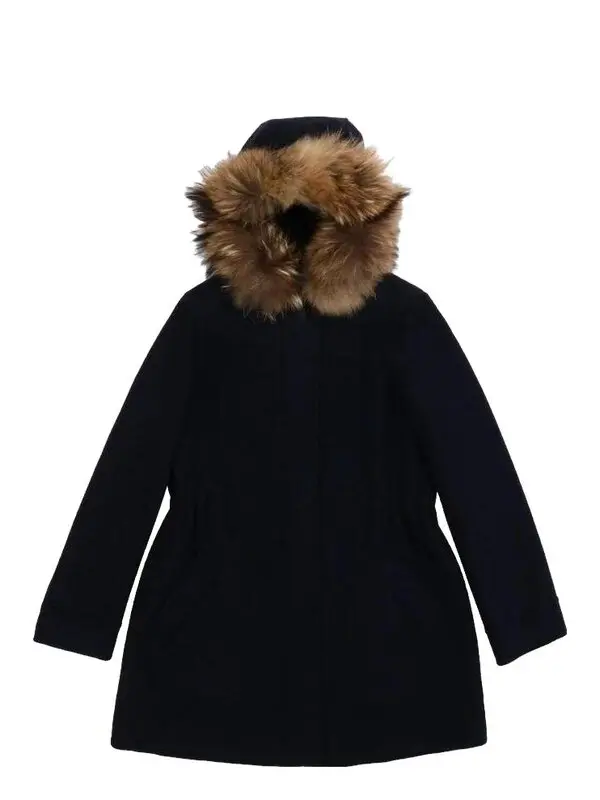 Max Mara Hooded Overcoat With Fur Trim - Black