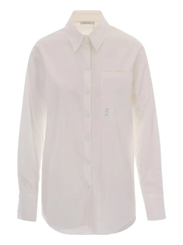 Patrizia Pepe Long-sleeve Logo Plaque Shirt - White