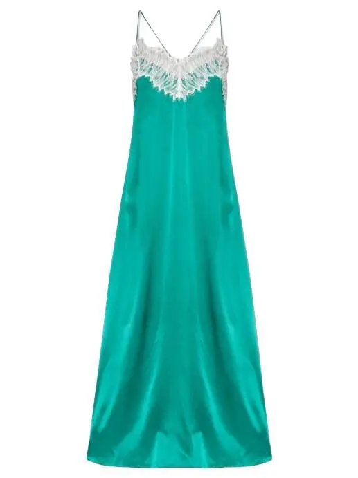 IRO PARIS Lace-trimmed Silk Midi Dress - Green