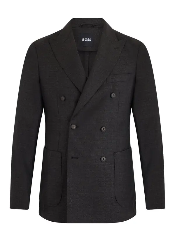 Hugo Boss Double-breasted Wool Blazer - Black