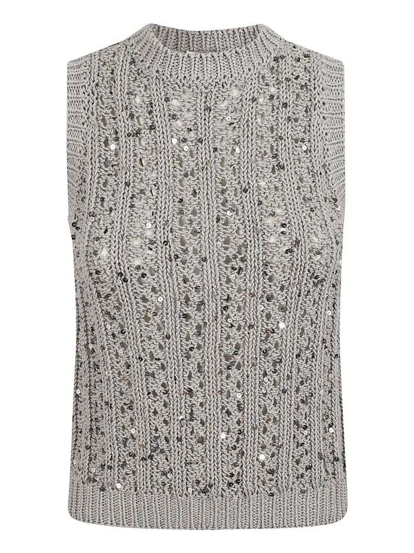 Peserico Sleeveless Sequin Knit Vest - Bgrigio