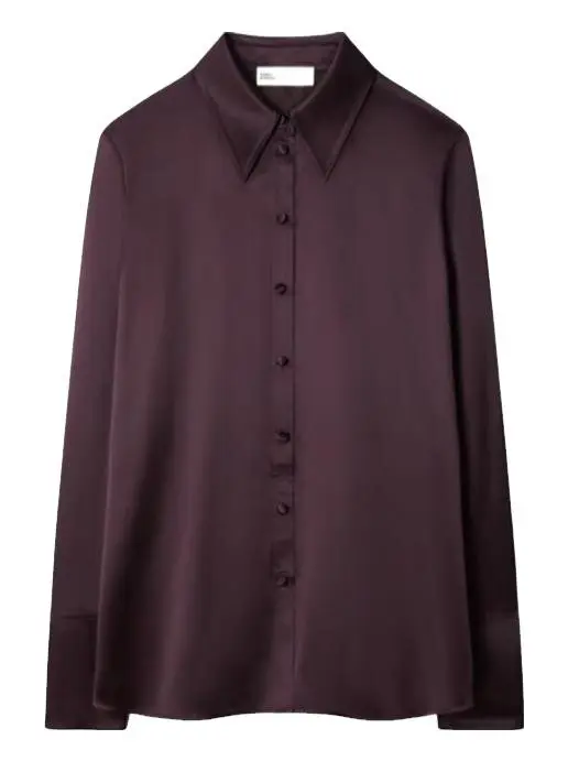 Tory Burch Silk Shirt With Fabric Covered Buttons - Dark Garnet