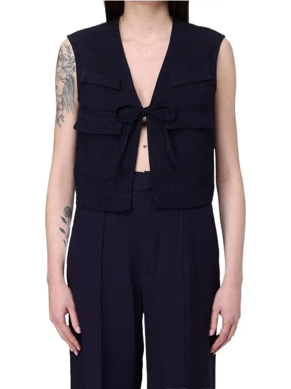 Barena Venezia Sleeveless Lace-up Vest - Navy