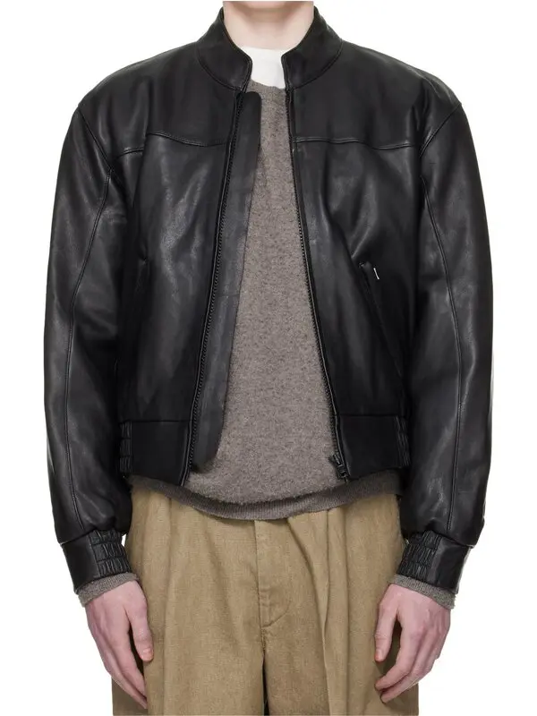SUNFLOWER Zip-front Elasticated Cuff Jacket - Black