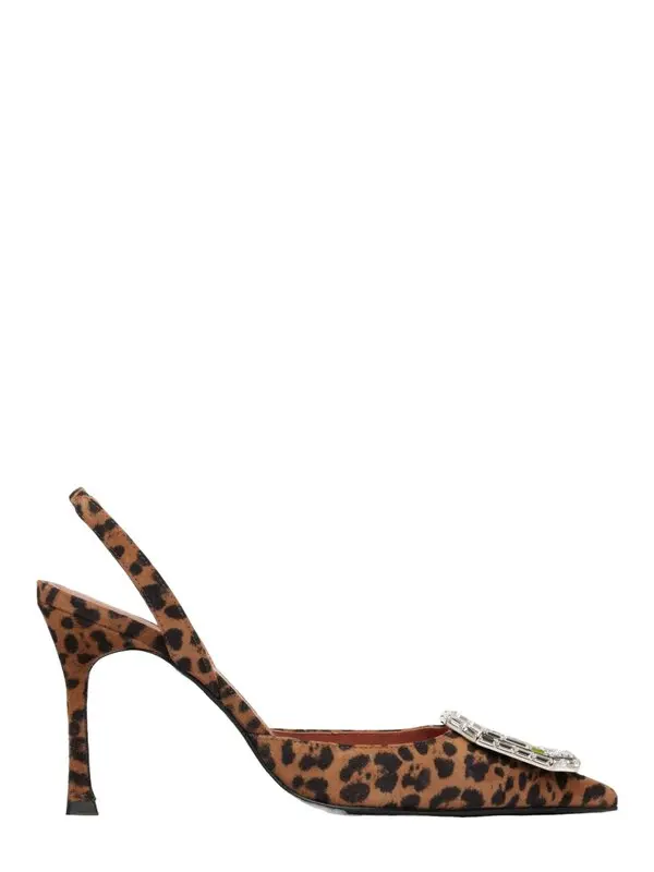 Amina Muaddi Camelia 90 Sling Leopard Print High-heeled Sandals - Black