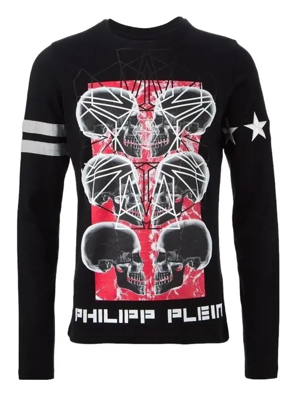 Philipp Plein Round Collar And Long-sleeved T-shirt - Black
