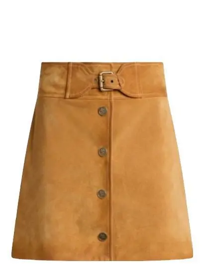 Etro Suede Mini Skirt With Buckle Detail - Camel