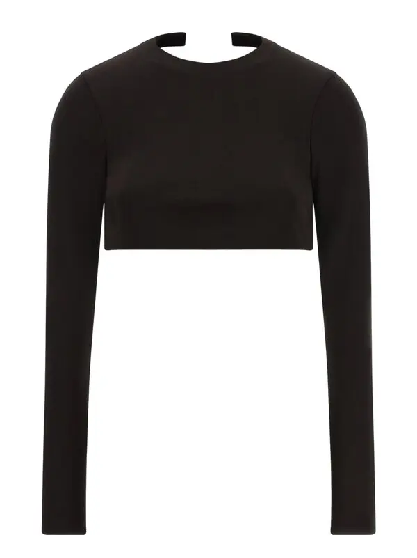 TOM FORD Crew Neck Backless Long Sleeve Top - Black