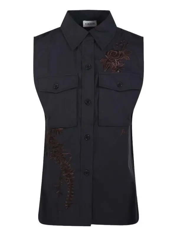 P.a.r.o.s.h Embroidered Sleeveless Shirt - Black