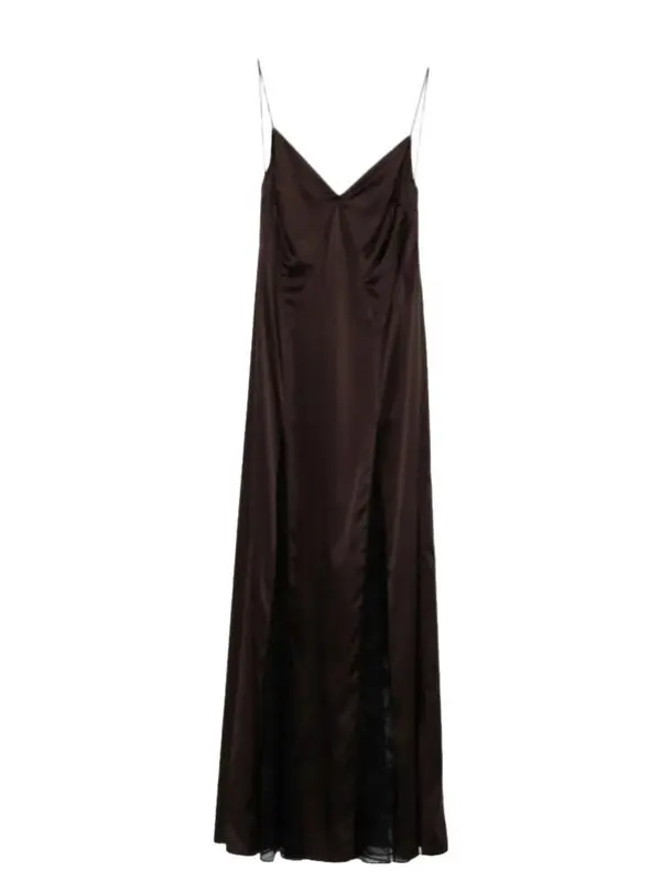 Staud Trinity Satin Gown With Lace Insets - Black