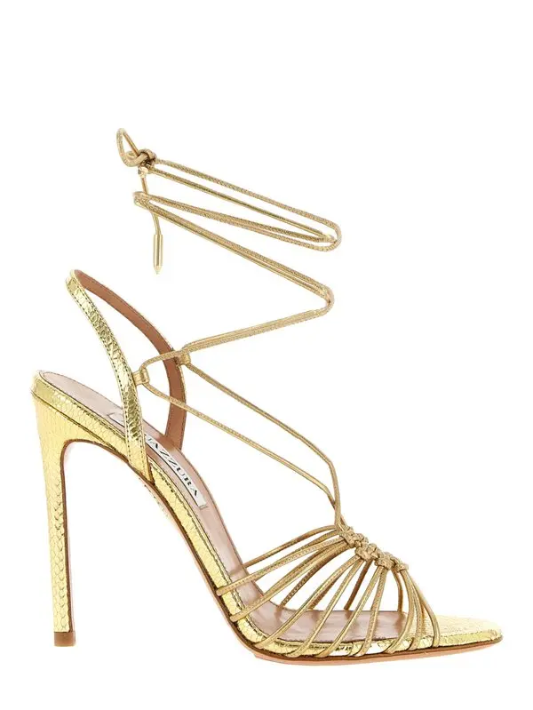 AQUAZZURA Ritmo Lace-up Stiletto Sandals - Nude