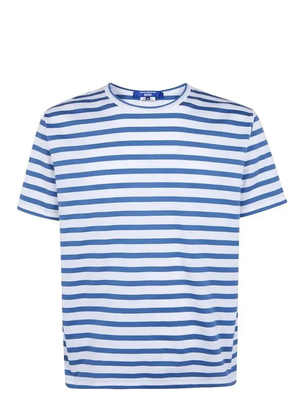 Junya Watanabe Striped Short Sleeve T-shirt - Whiteblue