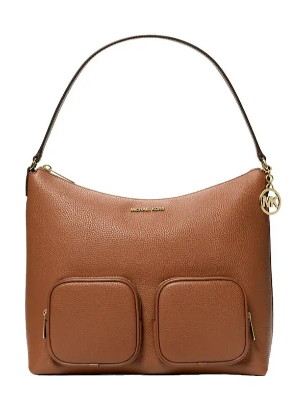 Michael Kors Merritt Large Pebbled Leather Cargo Shoulder Bag - Brown