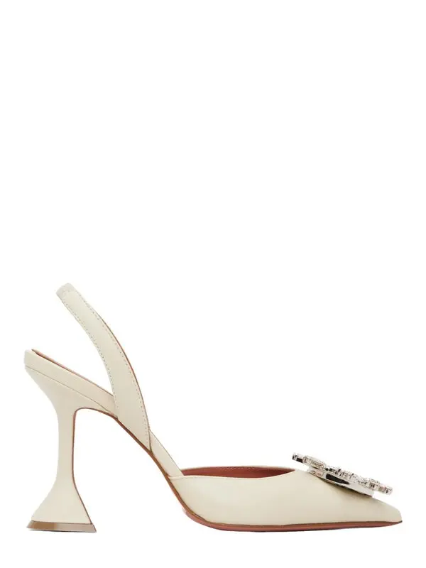 Amina Muaddi Begum 95 Sling Pointed-toe High-heeled Sandals - Almond-colored