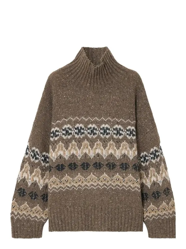 Altuzarra Wool-blend Fair Isle Turtleneck Sweater - Brown