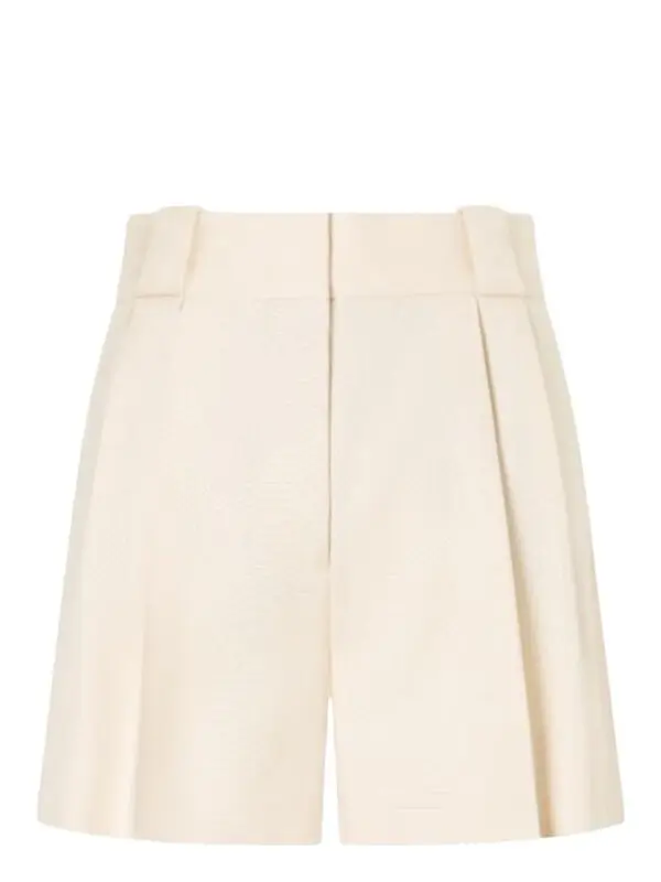 BLAZÉ MILANO Mid-rise Pleated Wide-leg Canvas Shorts - White