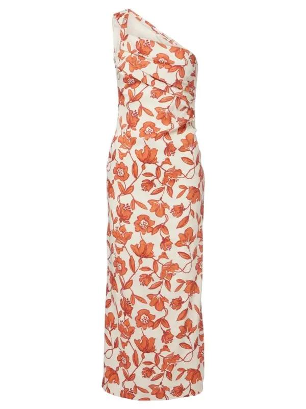 SIR. One-shoulder Floral Print Dress - Nude