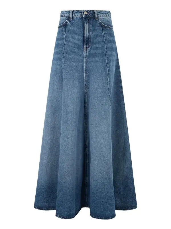 ICON DENIM LOS ANGELES Cora Long Denim Skirt - Blue