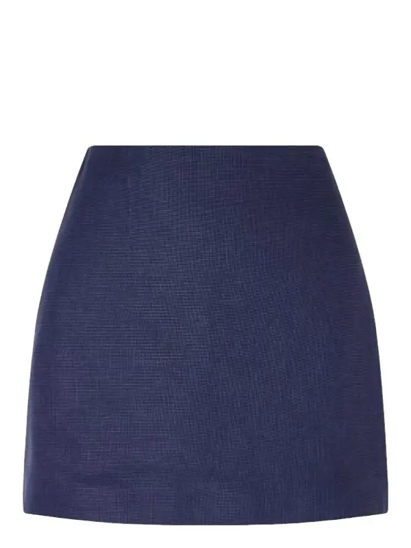 BLAZÉ MILANO Wool Blend A-line Miniskirt With Smiley Pockets - Blue