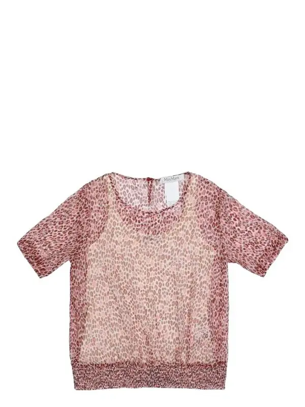 Max Mara Printed Round Neck Short Sleeve T-shirt - Multicolor