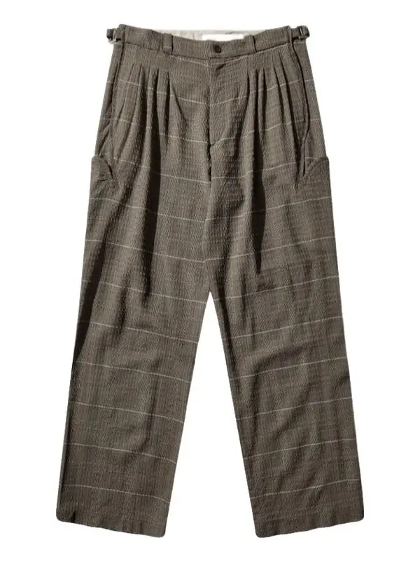 KIKO KOSTADINOV Pleated Trousers With Belt Loops - Taupe Check