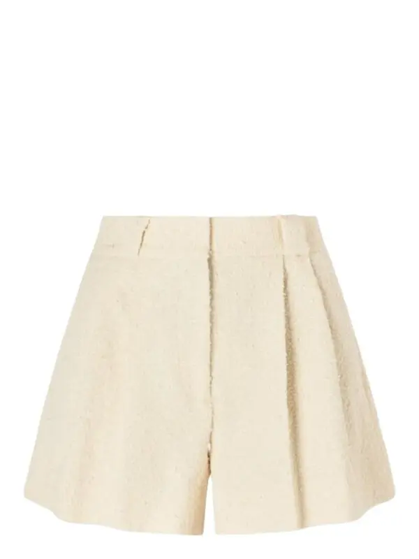 BLAZÉ MILANO Cotton-blend Tweed Shorts With Pleated Front - White