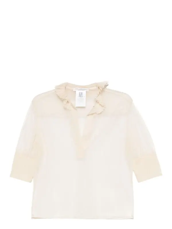 Philosophy Di Lorenzo Serafini Mesh Short Sleeve Top - White