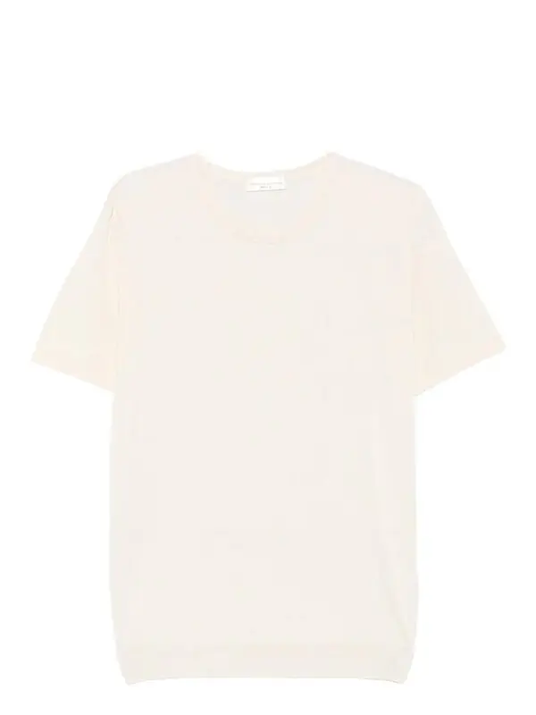 ROBERTO COLLINA Short-sleeve Knitted Silk T-shirt - Ecru
