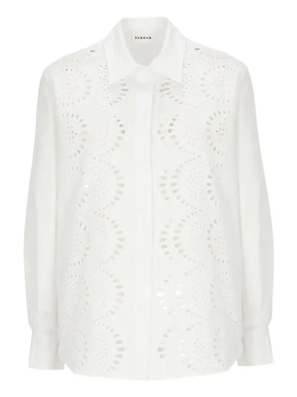 P.a.r.o.s.h Embroidered Long Sleeve Shirt - White