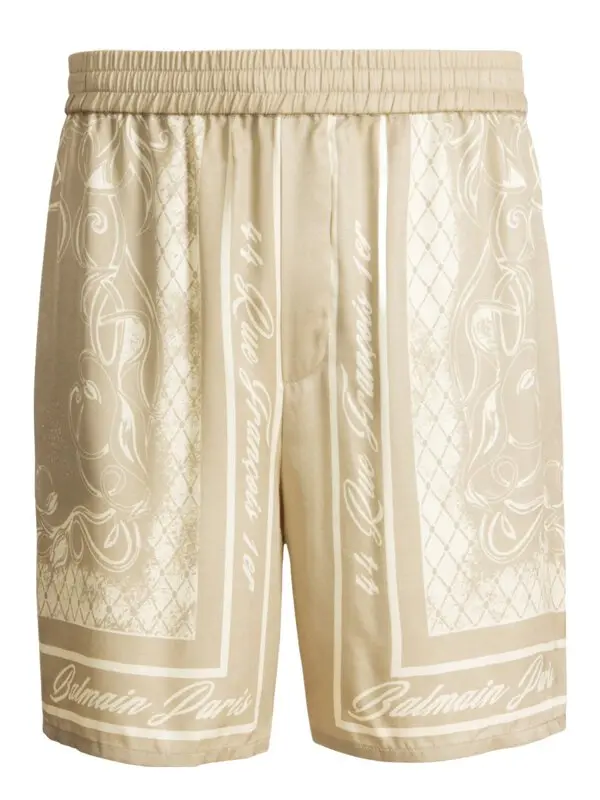 Balmain Printed Foulard Pyjama Shorts - Beige
