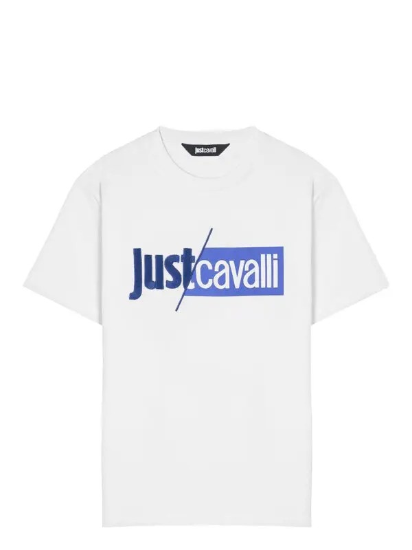 Just Cavalli Contrast Logo T-shirt - White, Blue