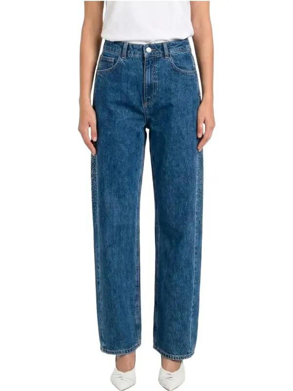 TWINSET High-waisted Embellished Jeans - Blue