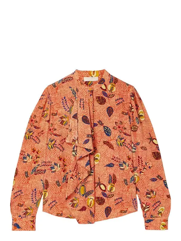 Ulla Johnson Long Sleeve Floral Print Shirt - Orange