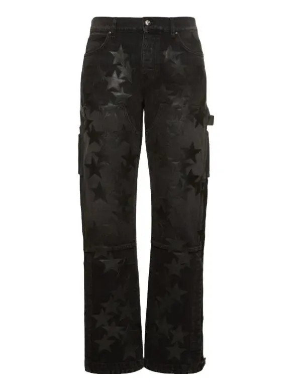 Amiri Carpenter Pants With Star Embroidery - Black