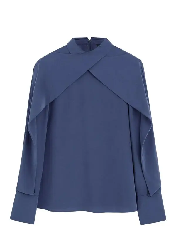 JOSEPH Bailie Layered Silk Crepe De Chine Blouse - Blue