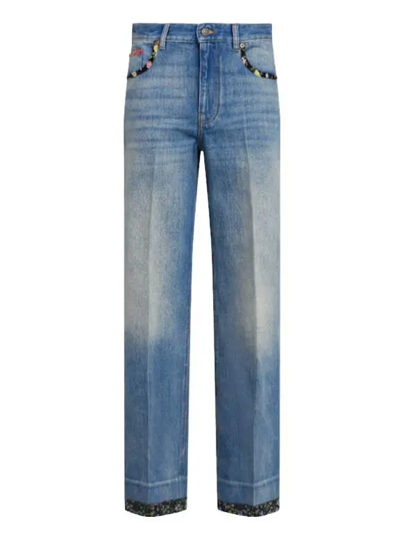 Valentino Garavani High Rise Viscose Straight Jeans - Blue