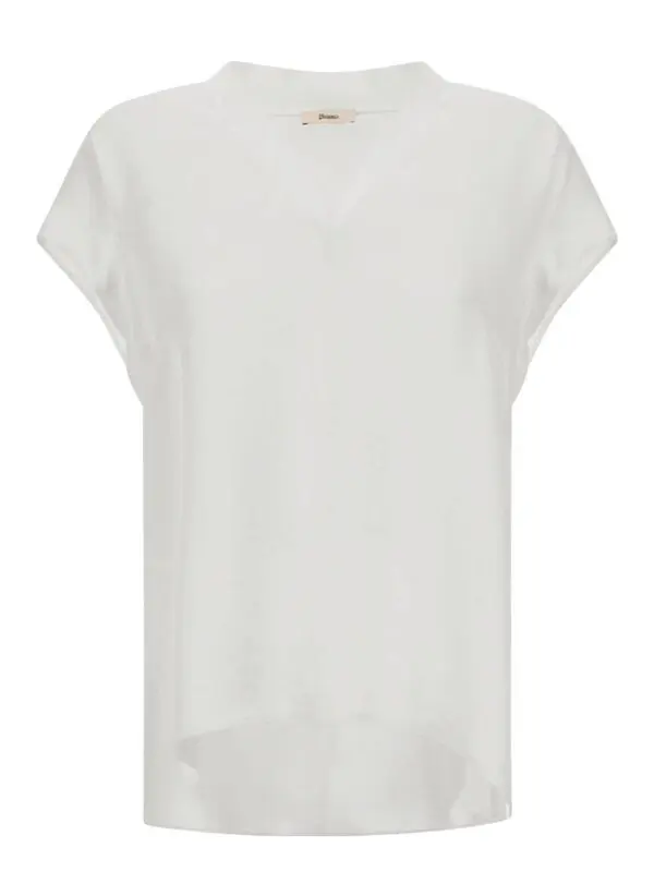 Herno Viscose V-neck Short-sleeve Top - White