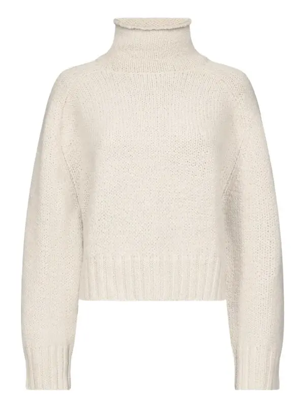 Loulou De Saison Kean Stand Collar Ribbed Sweater - White