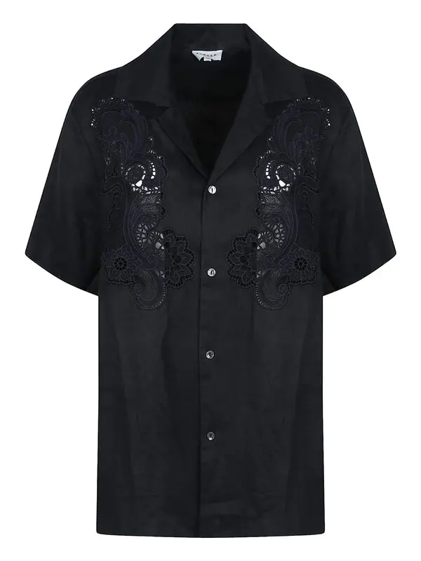 P.a.r.o.s.h Embroidered Button-front Blouse - Black
