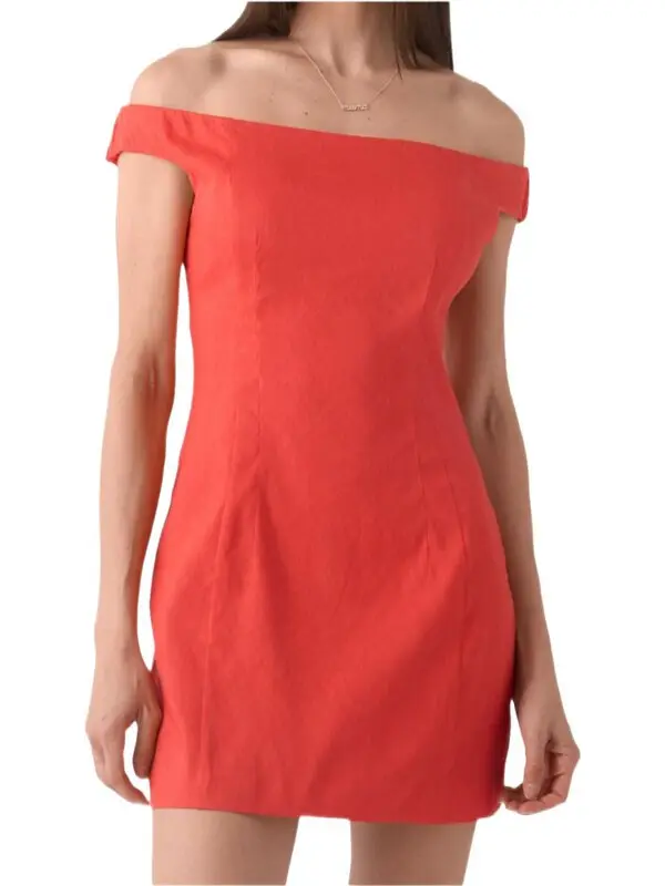 SIR. Off-the-shoulder Dress With Ruffled Sleeves - Red