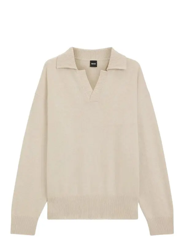 Hugo Boss Long-sleeved Collared Knitwear - Nude