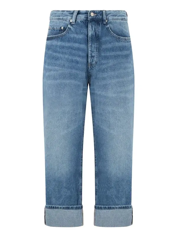 ICON DENIM LOS ANGELES Cuffed Straight Leg Jeans - Blue