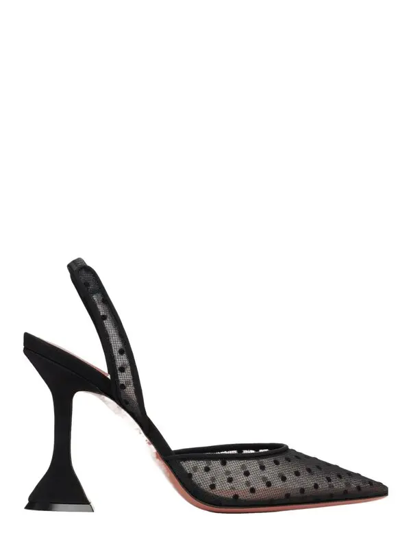 Amina Muaddi Holli 95 Lace Sling Pointed-toe High-heeled Sandals - Black