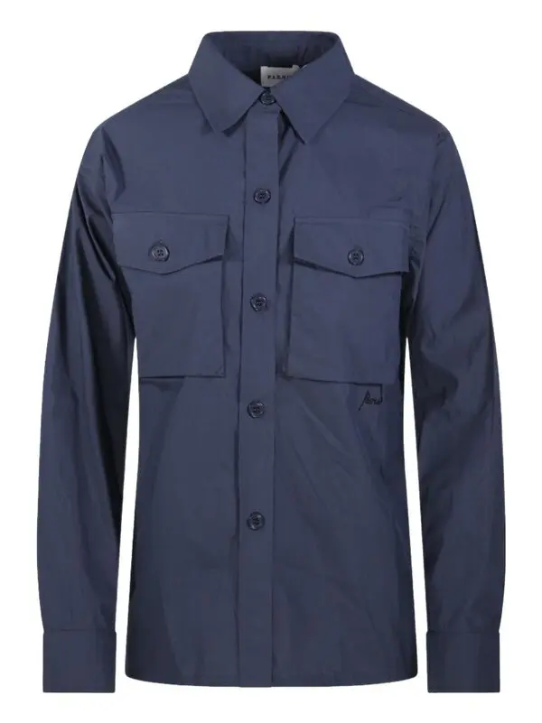 P.a.r.o.s.h Long Sleeve Collared Shirt - Blue