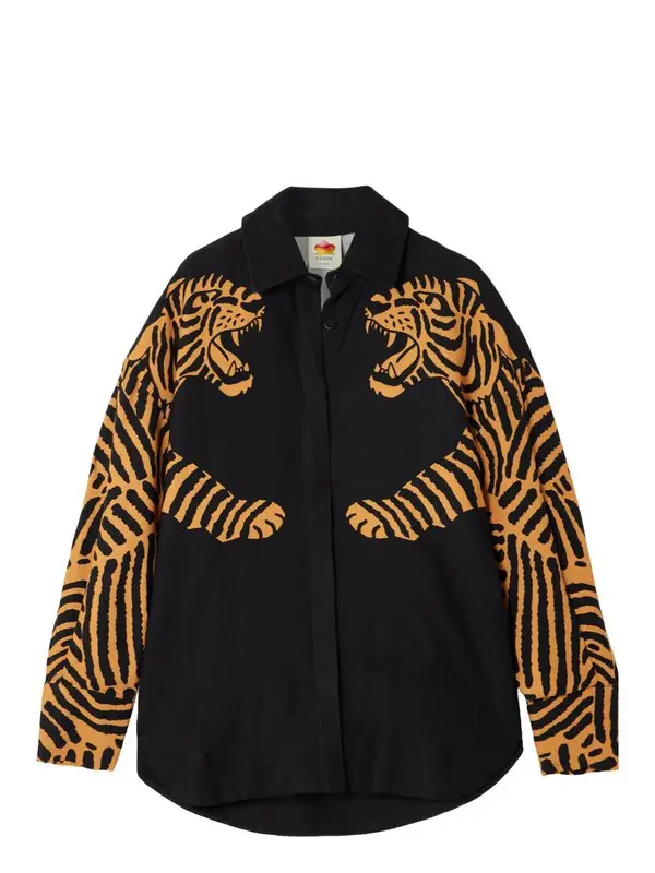 Farm Rio Tiger Print Shirt - Black