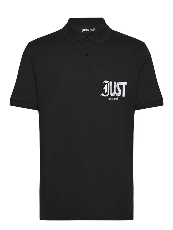 Just Cavalli Logo Cotton Polo Shirt - Black