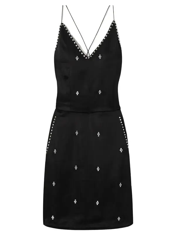 WALES BONNER Studded Satin Mini Dress - Black