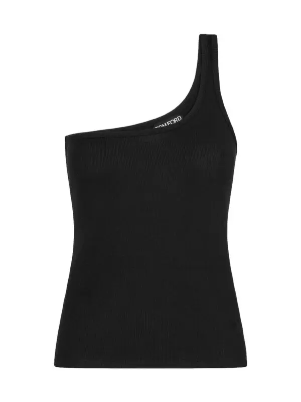 TOM FORD Ribbed One-shoulder Top - Black